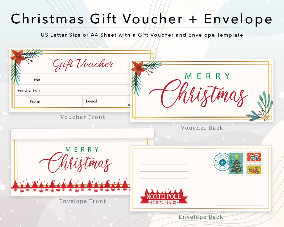 Printable Christmas Gift Voucher Template, Christmas Envelope Template ...