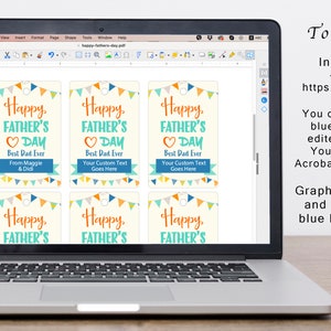 HAPPY FATHER'S DAY Printable Gift Tags, Best Dad Ever Editable ...