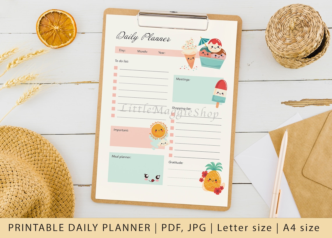 Printable Daily Planner Kawaii Cute Planner Printable to Do List Daily ...