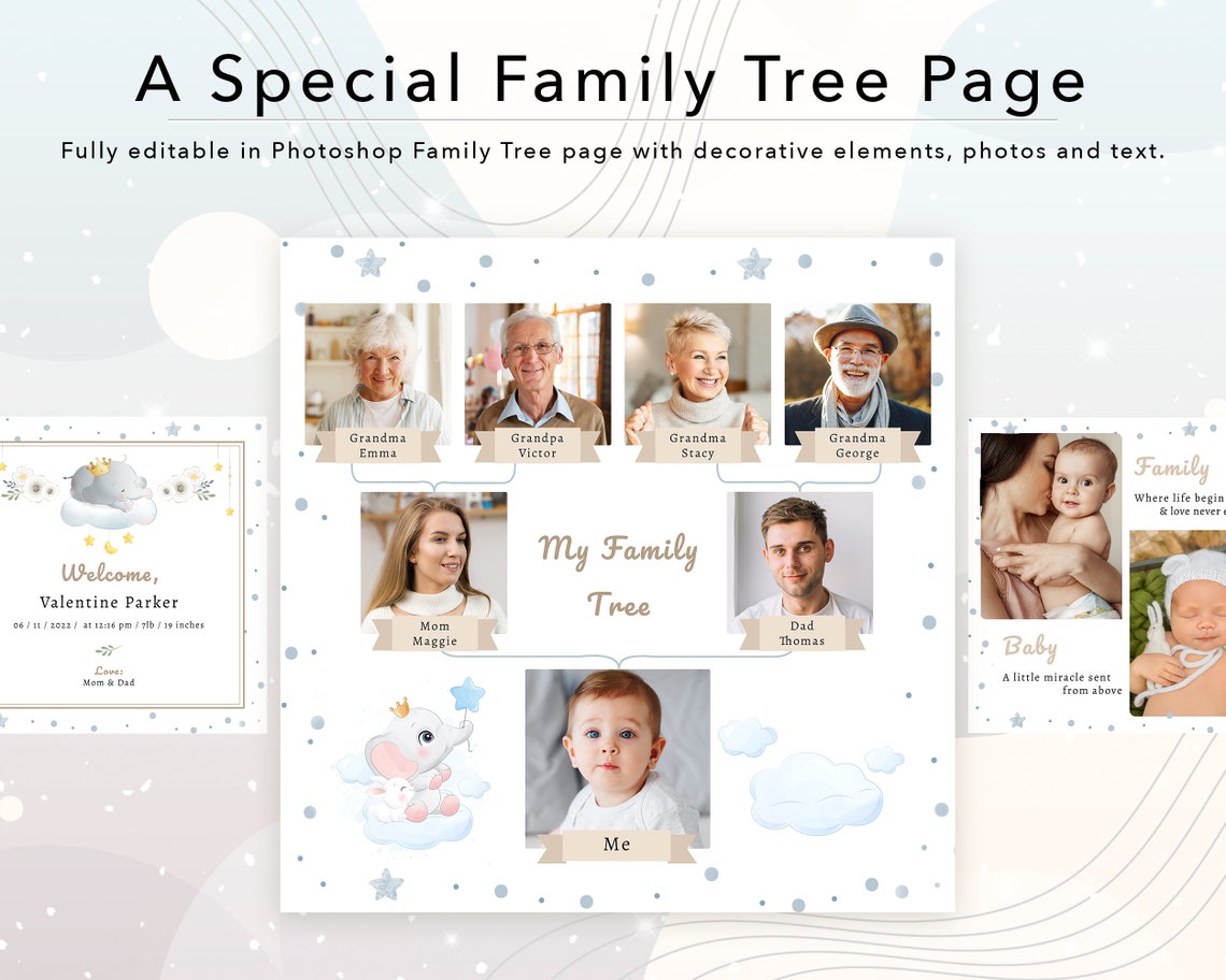 Baby Blue Photo Album Template Photoshop Baby Boy First Year Photo ...