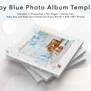 Baby Blue Photo Album Template: First Year (12x12" PSD File) - Etsy