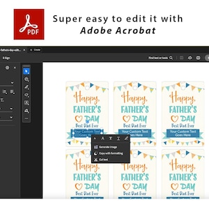 HAPPY FATHER'S DAY Printable Gift Tags, Best Dad Ever Editable ...