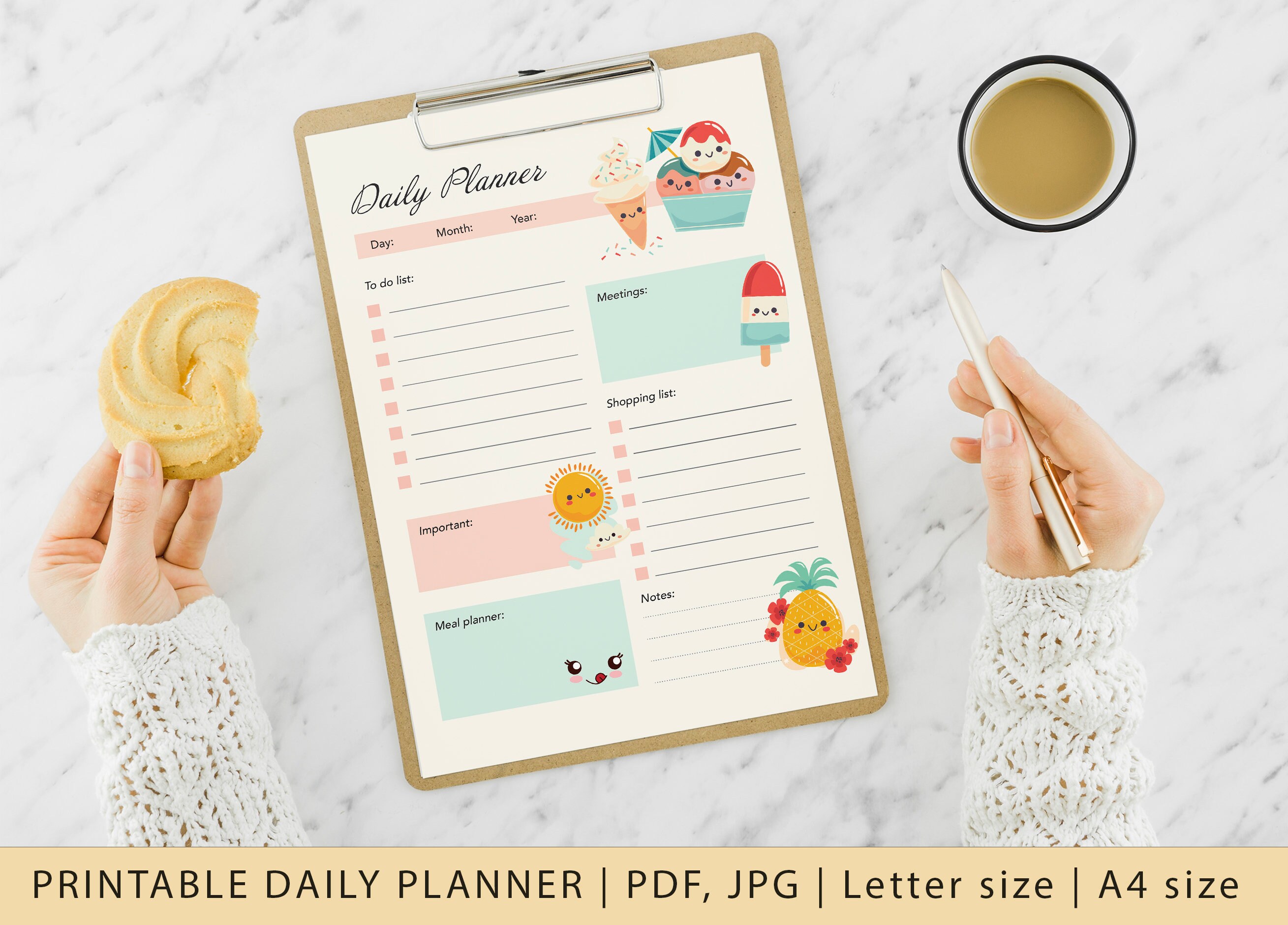 Printable Daily Planner Kawaii Cute Planner Printable To | Etsy