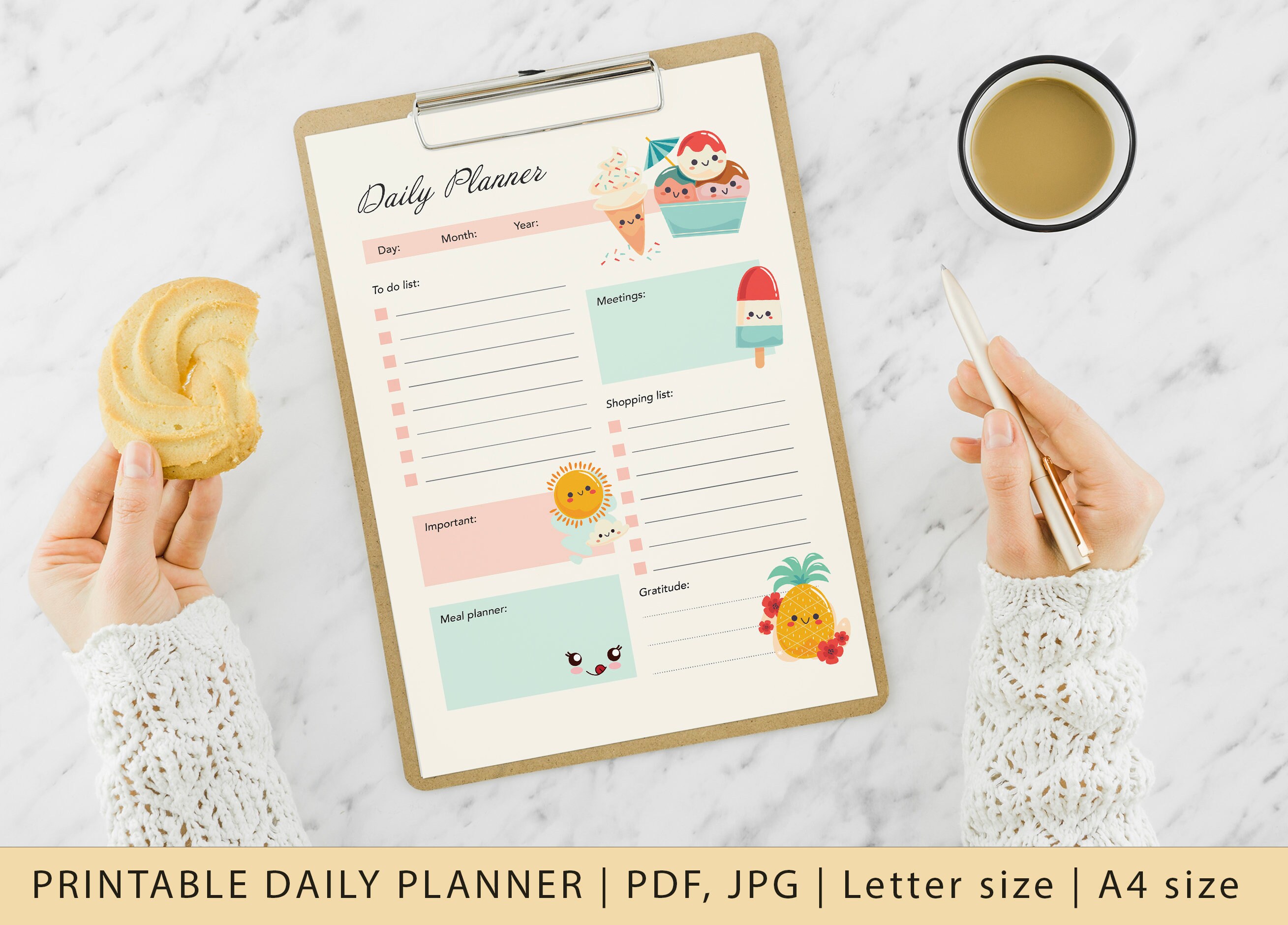 Printable Daily Planner Kawaii Cute Planner Printable to Do List Daily ...