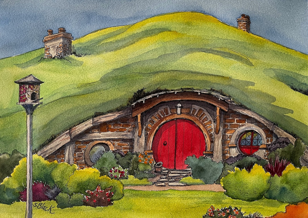 Brandybuck Hobbit Home Pen and Watercolour Illustration - Etsy