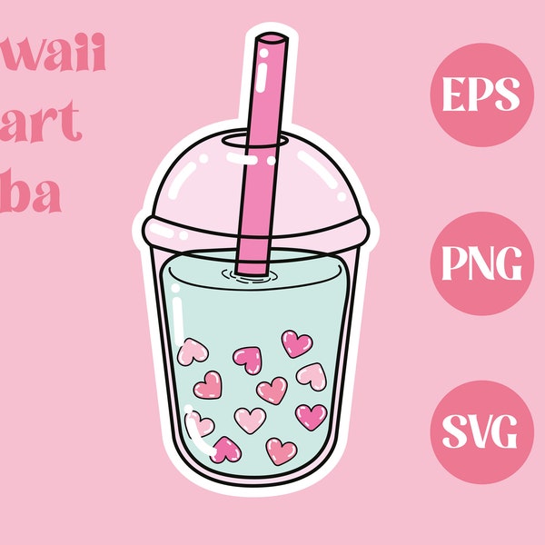 Kawaii Boba Tea Png - Etsy