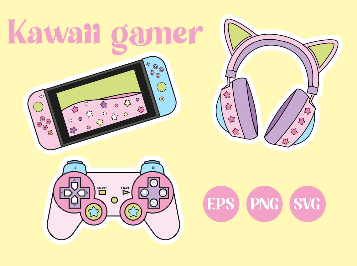Kawaii Gamer Vectors Kawaii Clip Art Cute Digital Download | Etsy