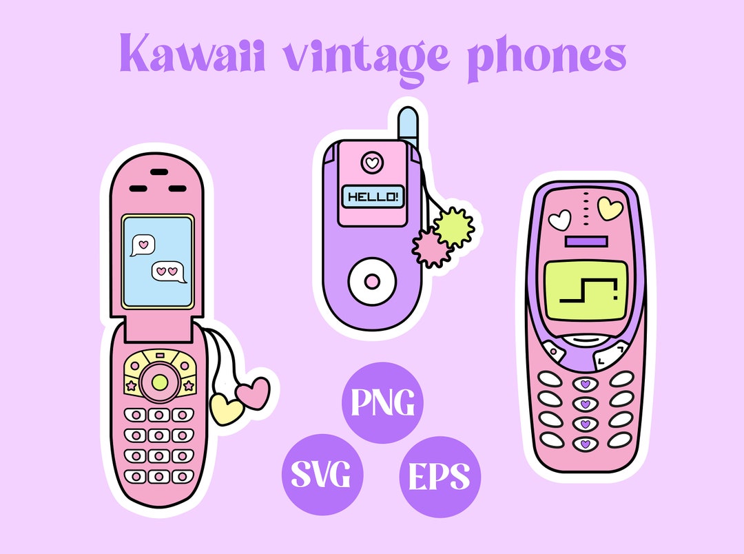 Kawaii Vintage Phones Kawaii Clip Art Digital Download - Etsy