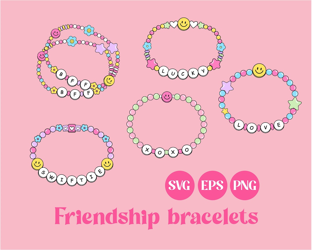 Kawaii Friendship Bracelets, SVG File, Kawaii SVG, Cute PNG, Pastel ...