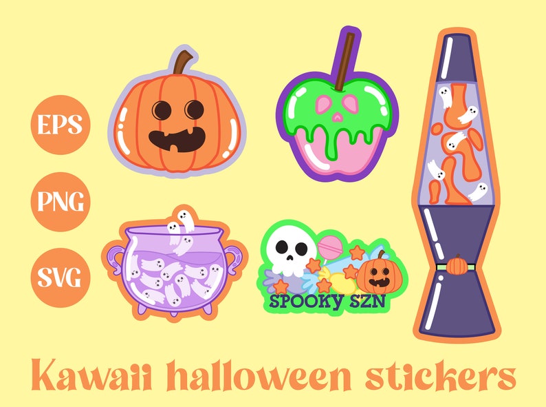Kawaii Halloween Clip Art, Pumpkin, Cute Art, Printable Download ...