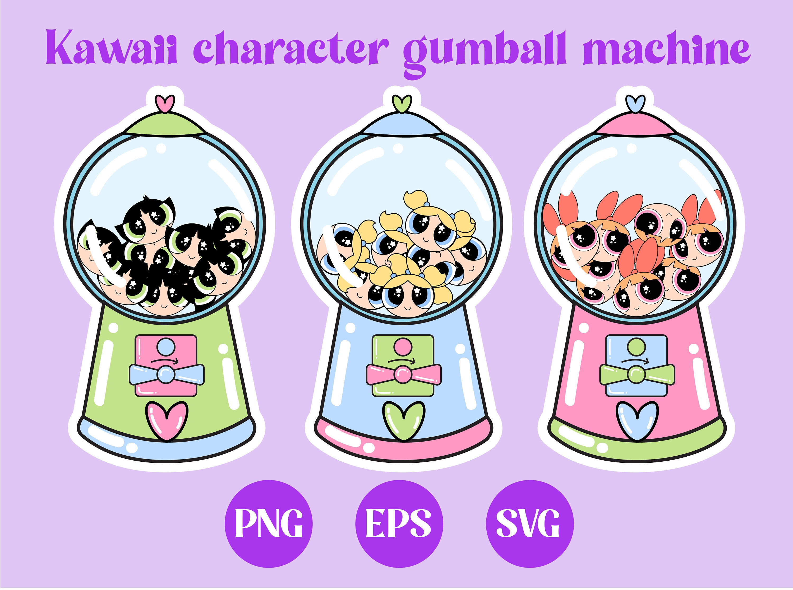 Kawaii Gumball Machine, Clip Art, Kawaii PNG, Digital Download, Cute ...