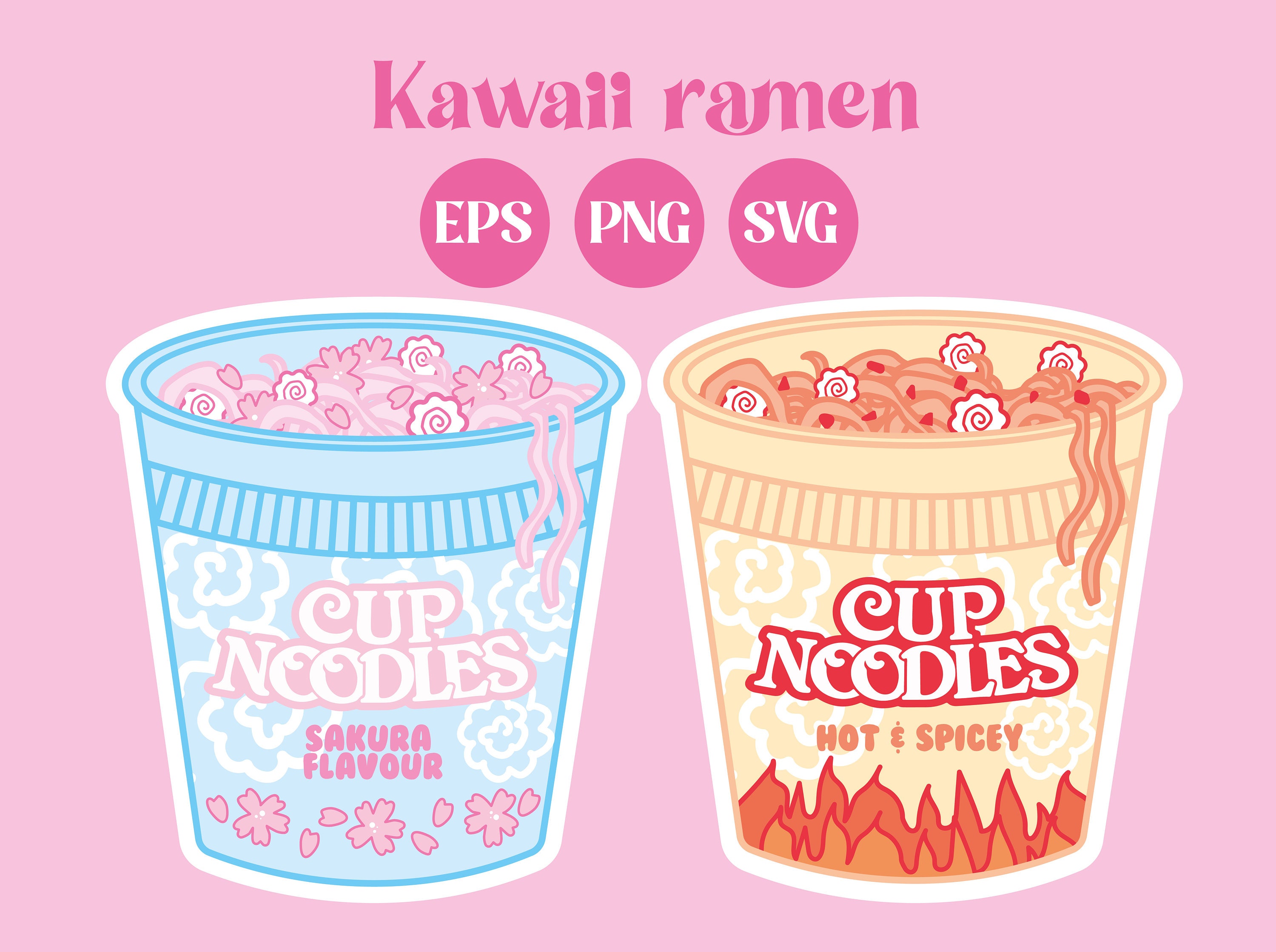 Kawaii Ramen SVG File Kawaii SVG Cute PNG Pastel Colors - Etsy