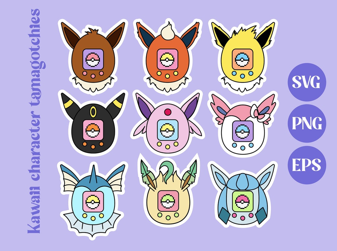 Kawaii Eeveelutions Tamagotchi, SVG File, Kawaii SVG, Cute PNG ...