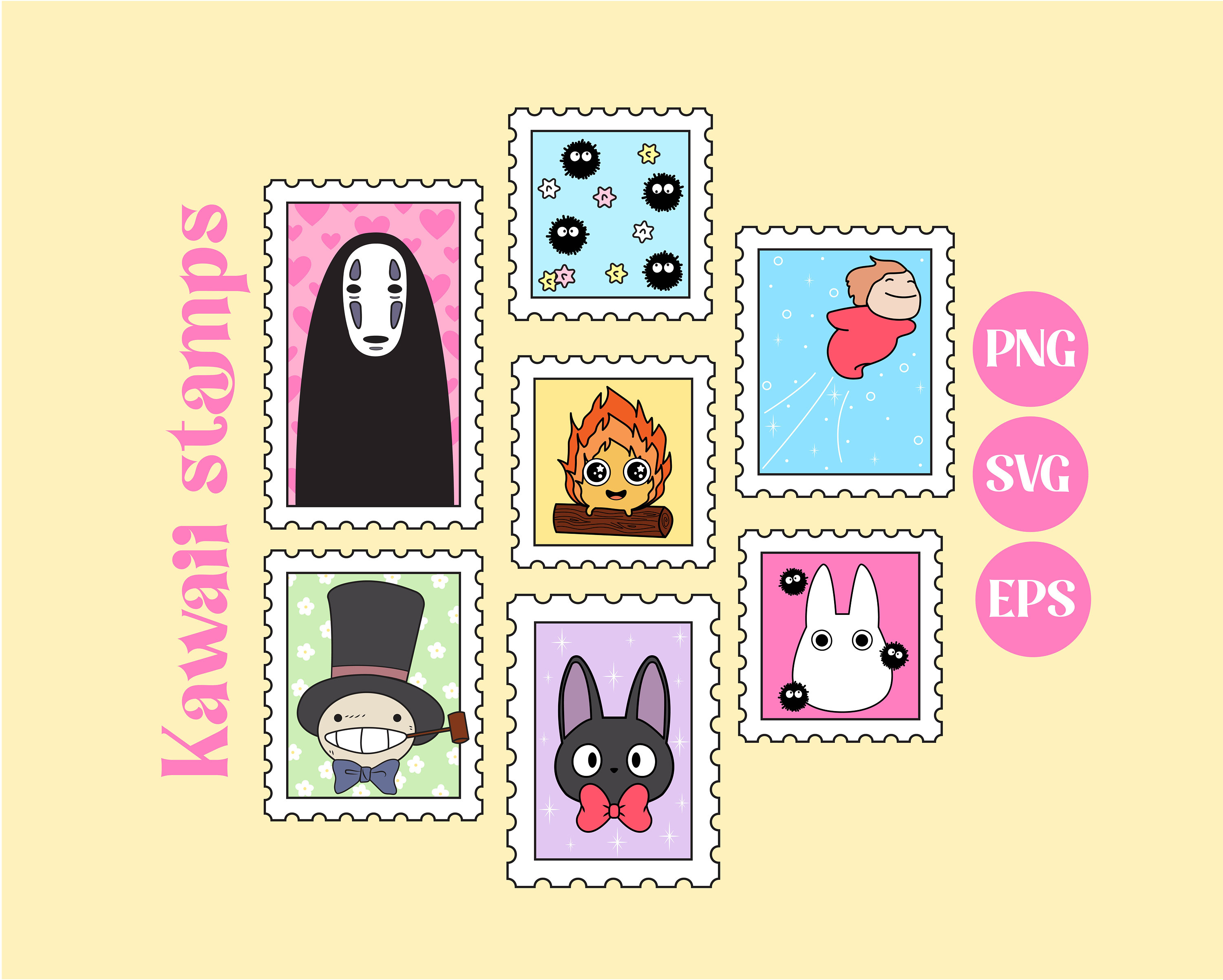 Kawaii Stamps, Soot Ball, Clip Art, Cute, Digital Download, Printable ...