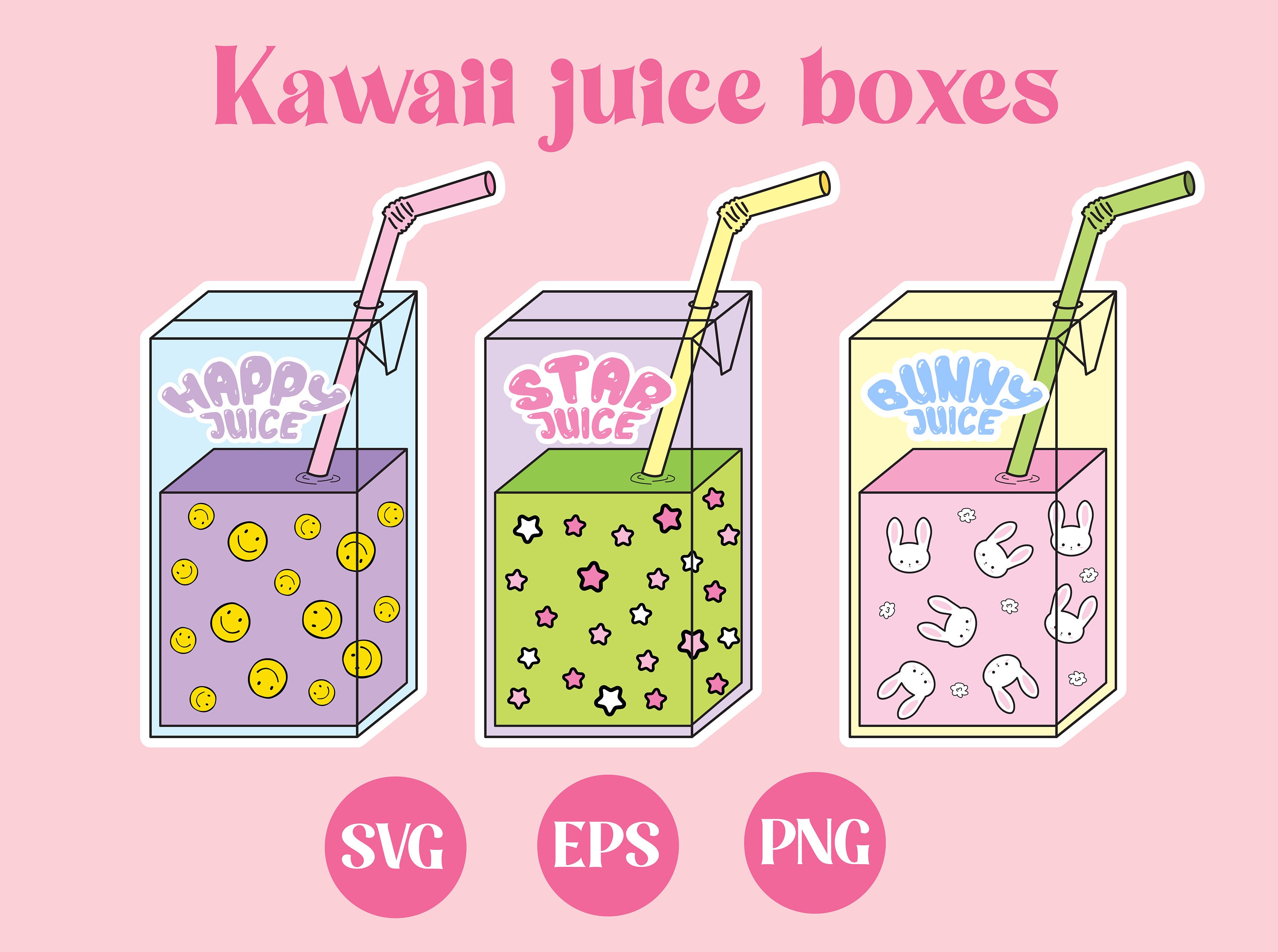 Kawaii Juice Box Kawaii Clip Art Digital Download - Etsy
