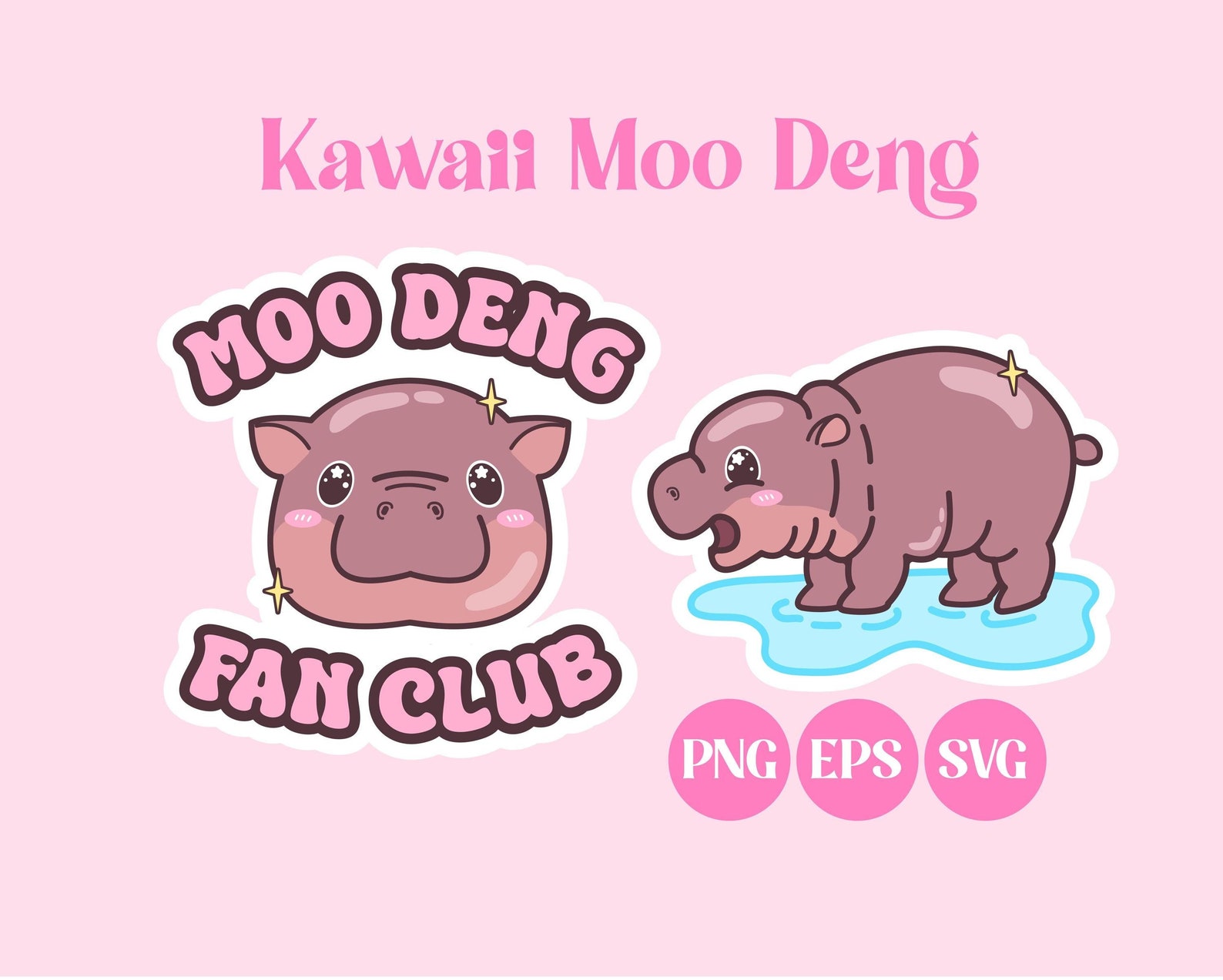 Kawaii Moo Deng, Kawaii PNG, Kawaii SVG, Cute PNG, Pygmy Hippo ...