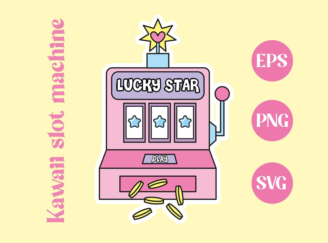 Kawaii Slot Machine, Kawaii SVG, Stars, Cute Art, Pastel Colors, Cute ...