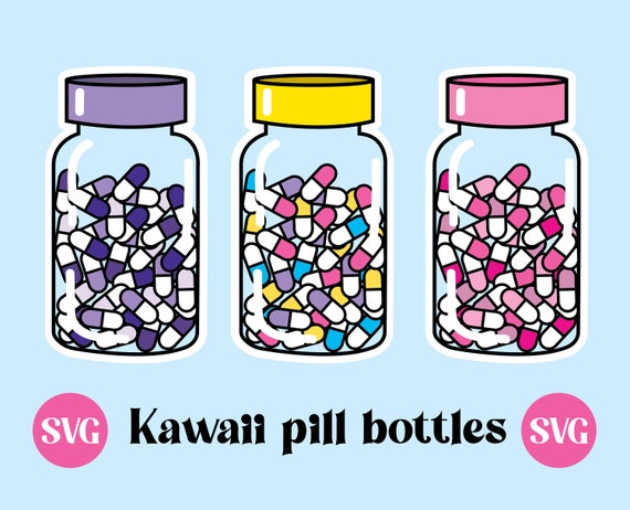 Vector of Kawaii Pill Bottles Clip Art Cute Digital - Etsy