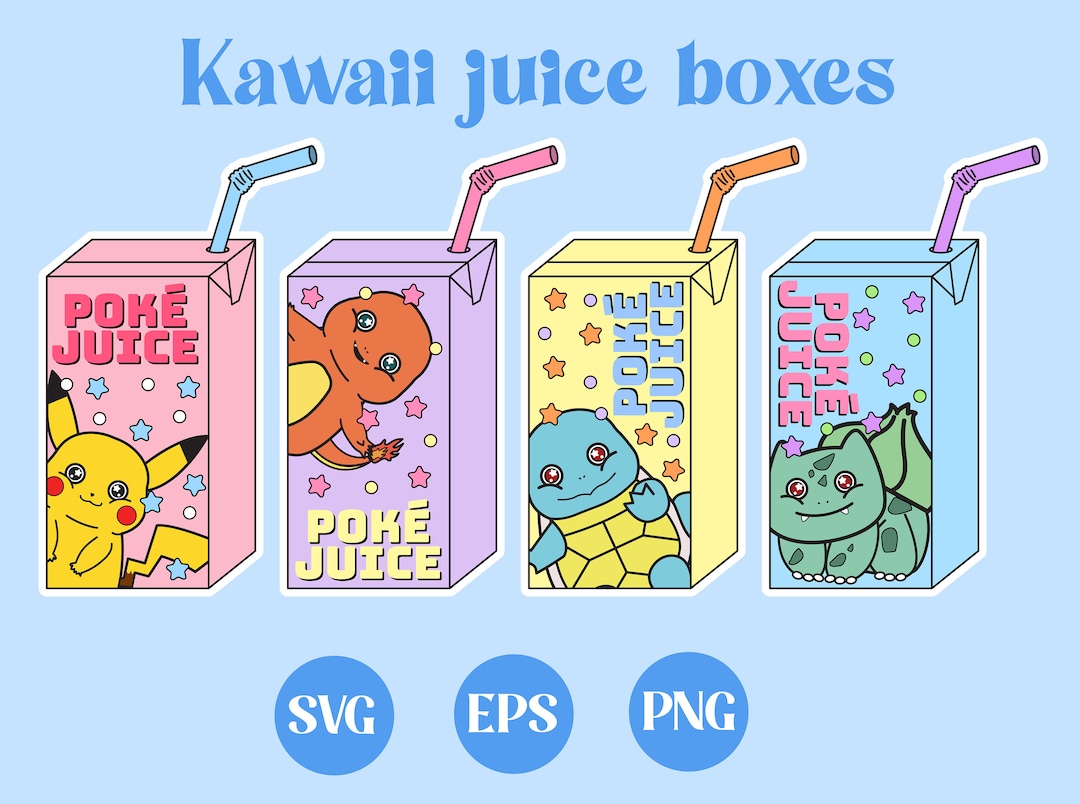 Kawaii Juice Boxes, Cute Clip Art, SVG File, Kawaii PNG, Digital ...