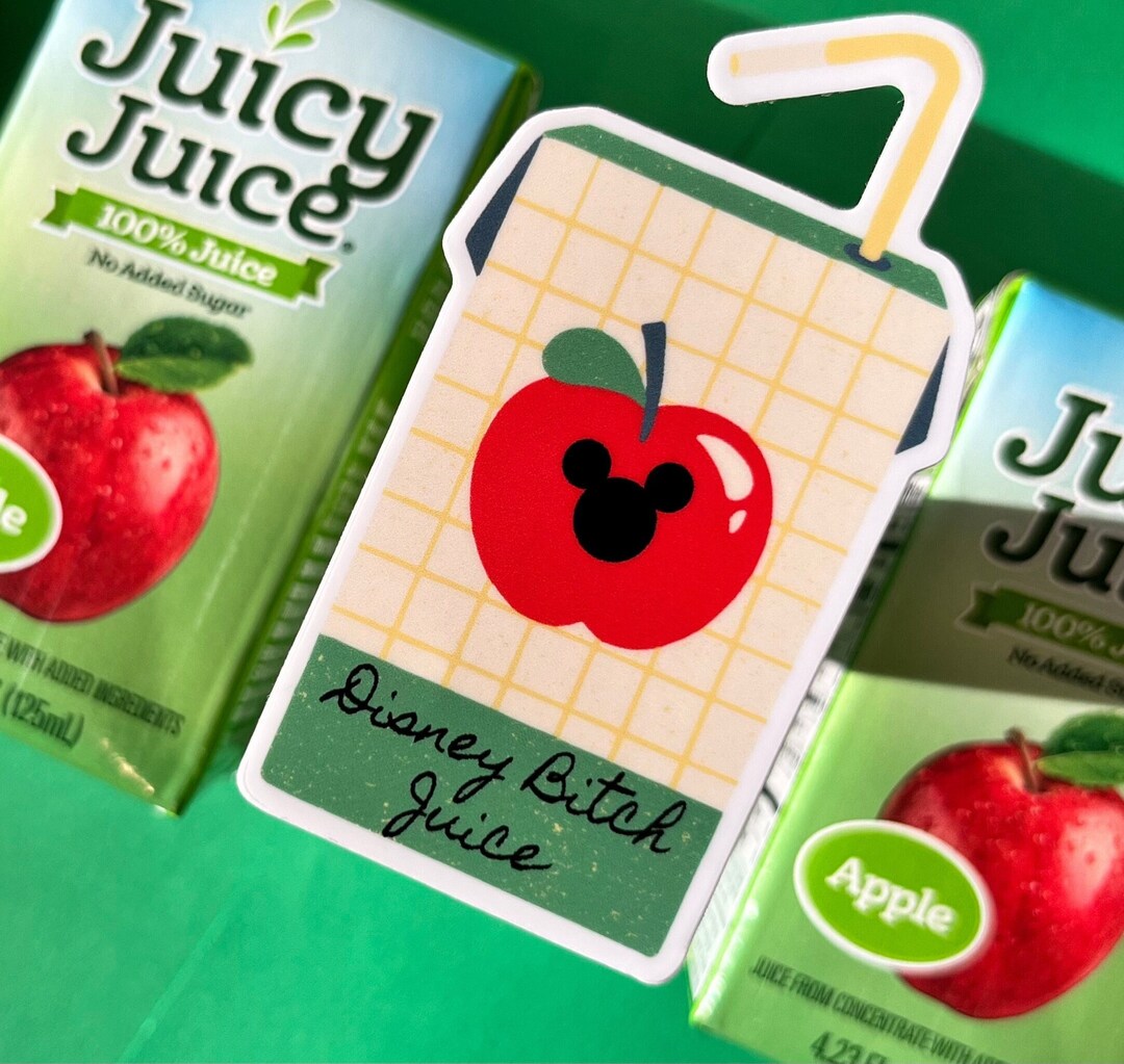 Disney Bich Apple Juice Box Sticker Funny Vinyl Decal for Disney Lovers ...