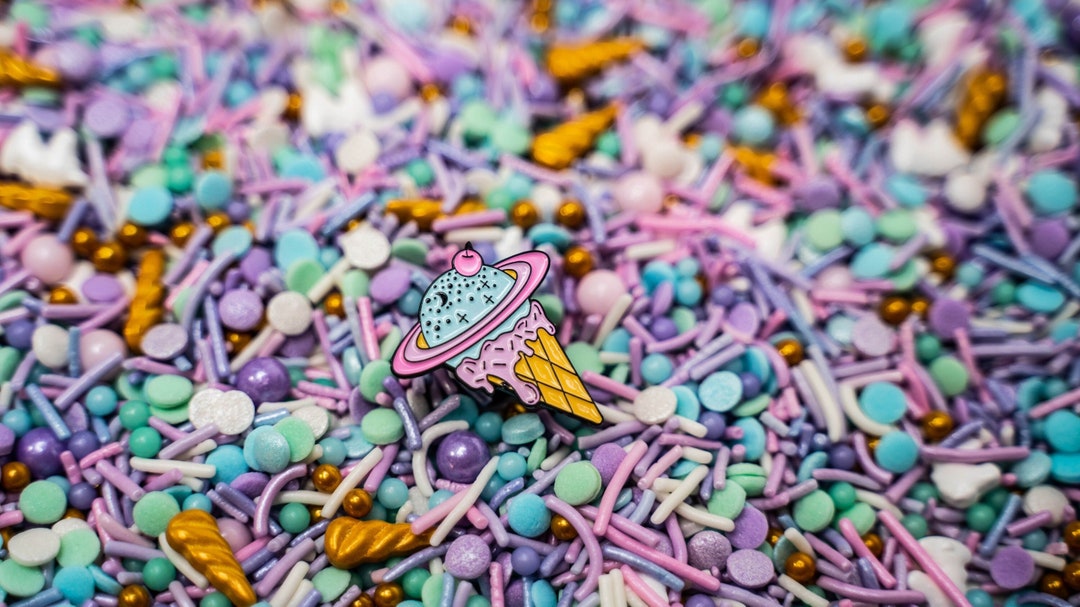 Pastel Planet Ice Cream Enamel Pin – Kawaii Space Cone Lapel Pin, Cute ...