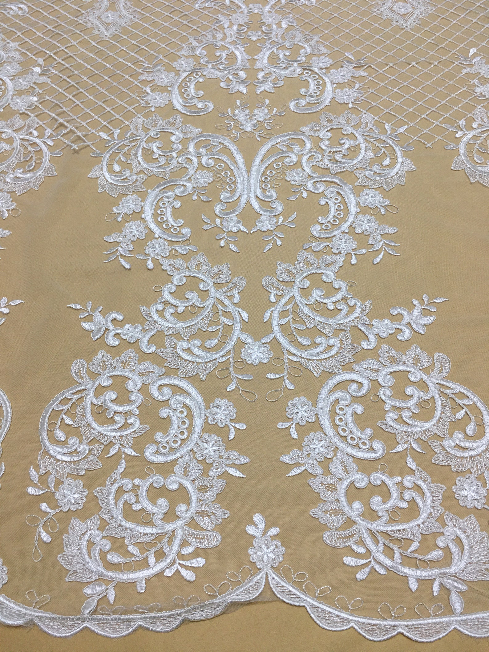 Romantic Wedding Lace, Geometric Wedding Lace, Embroidered Lace, Flower ...