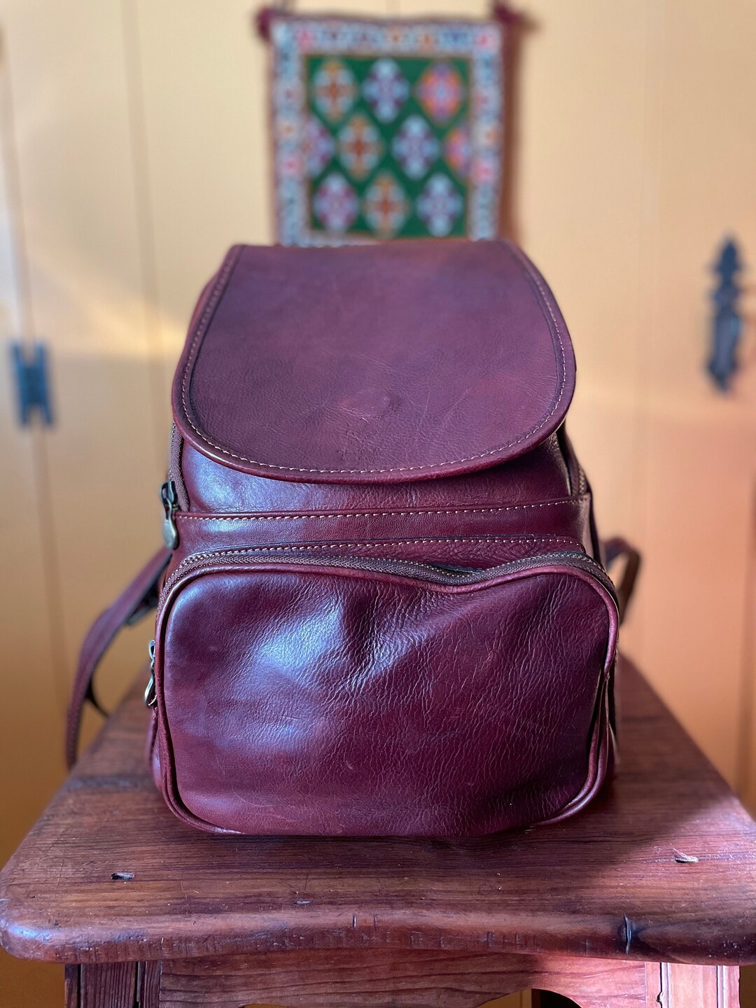 Handmade Leather Backpack, Vintage Brown Leather Bag, Italian Leather ...