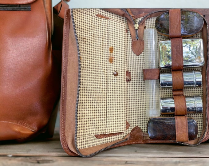 Vintage WWII 1940’s Officer’s Leather Dopp Kit Toiletry Bag Travel ...