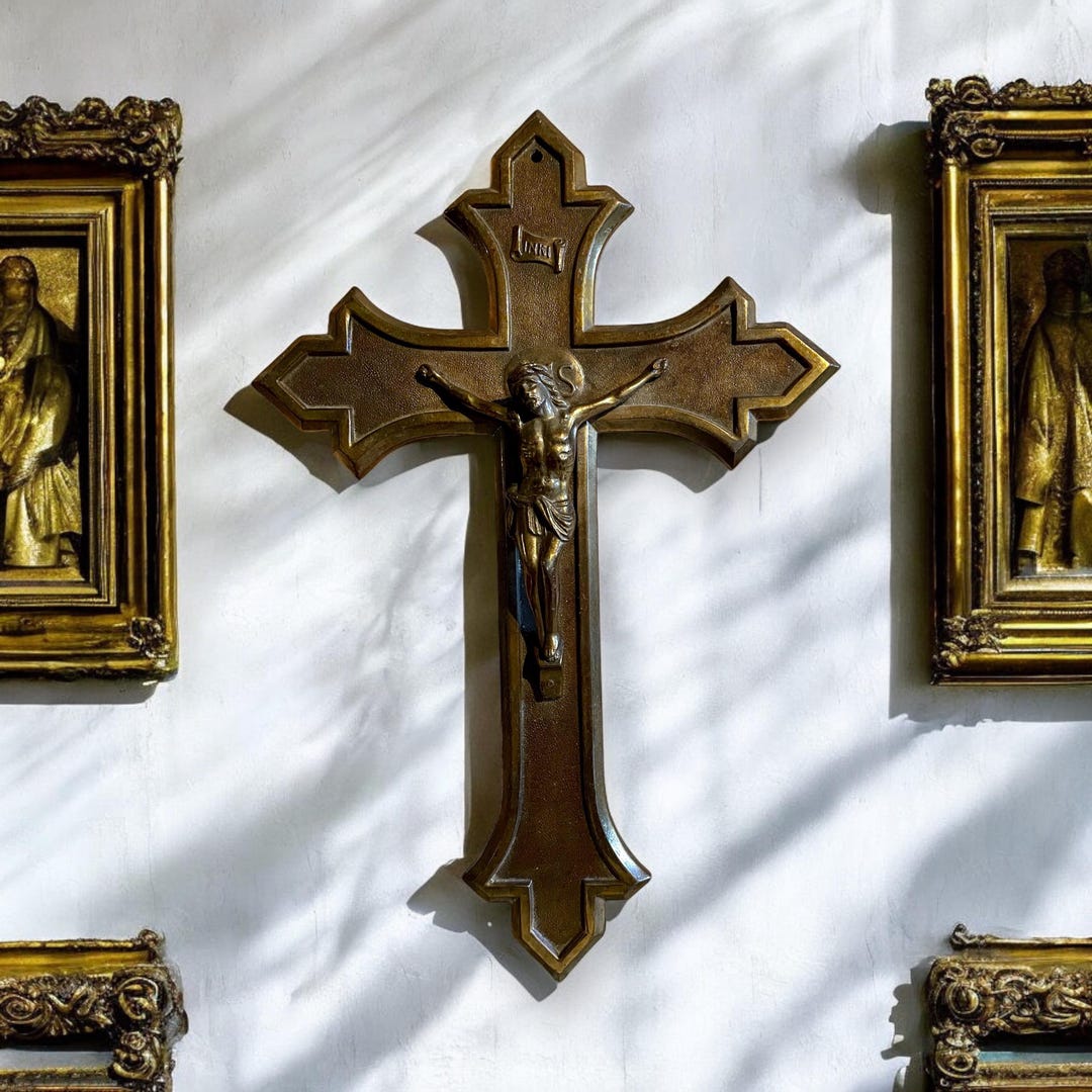 Vintage Belge Brass Wall Crucifix: Rustic Religious Decor - Etsy