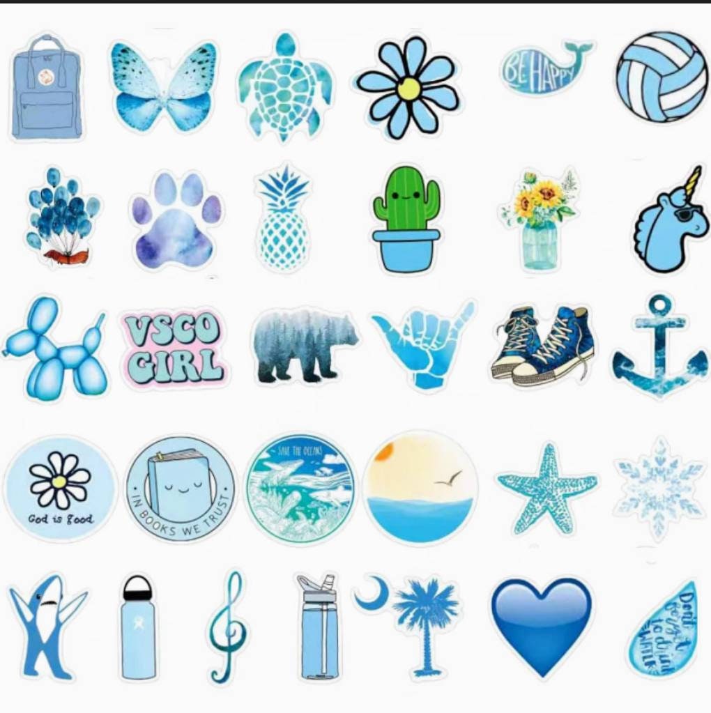 BLUE VSCO STICKERS Set of 5 Stickers Random Selection - Etsy