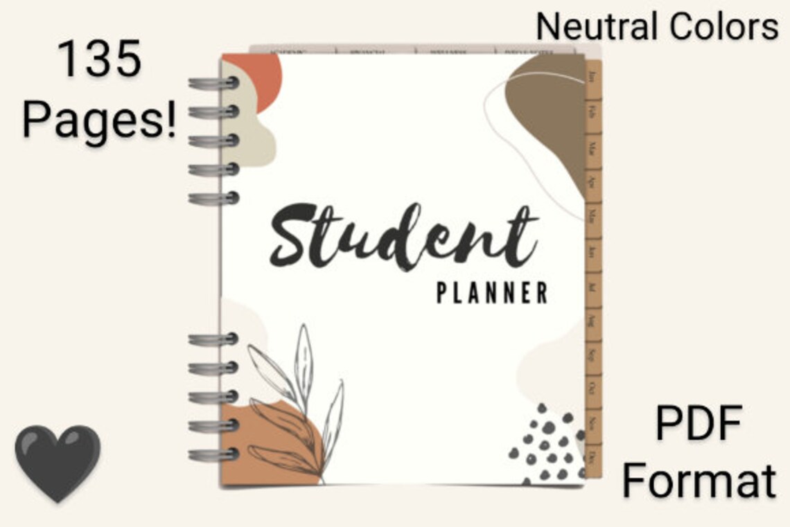 135 Page Student Planner Academic Planner for Students - Etsy