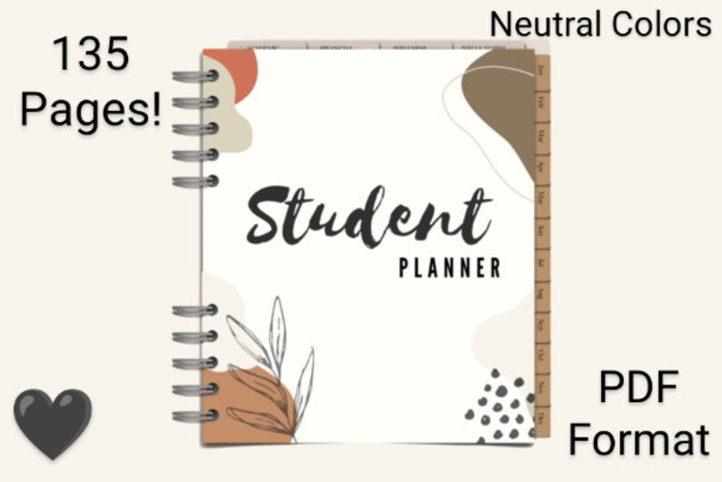 135 Page Student Planner Academic Planner for Students - Etsy