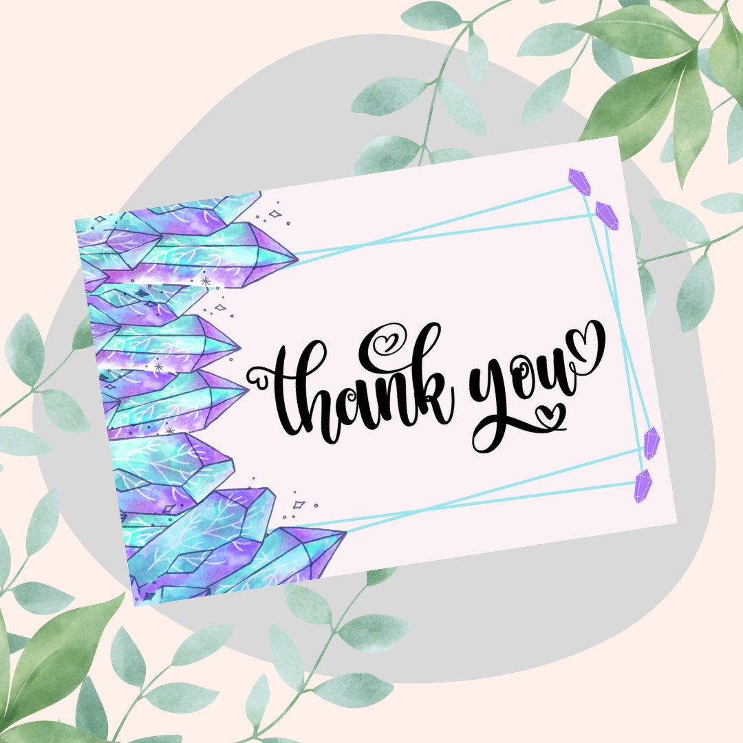 Printable Thank You Card, Crystal Thank You Card, GEODE Crystal Thank ...