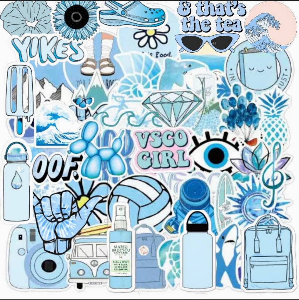 BLUE VSCO STICKERS Set of 5 Stickers Random Selection - Etsy