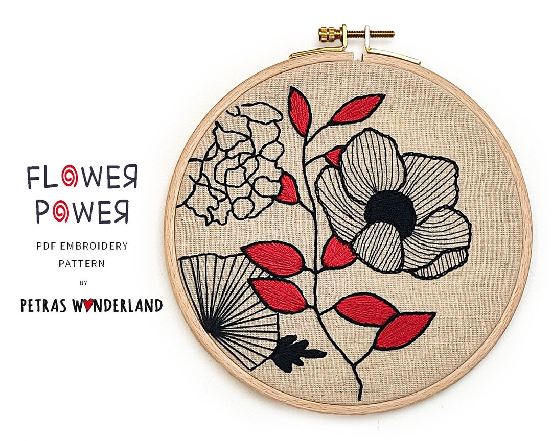PDF Hand Embroidery Pattern Flower Power Beginner Embroidery, Floral ...