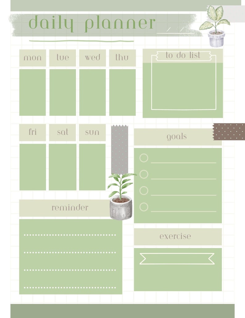 Minimal Aesthetic Olive Green Daily Planner - Etsy