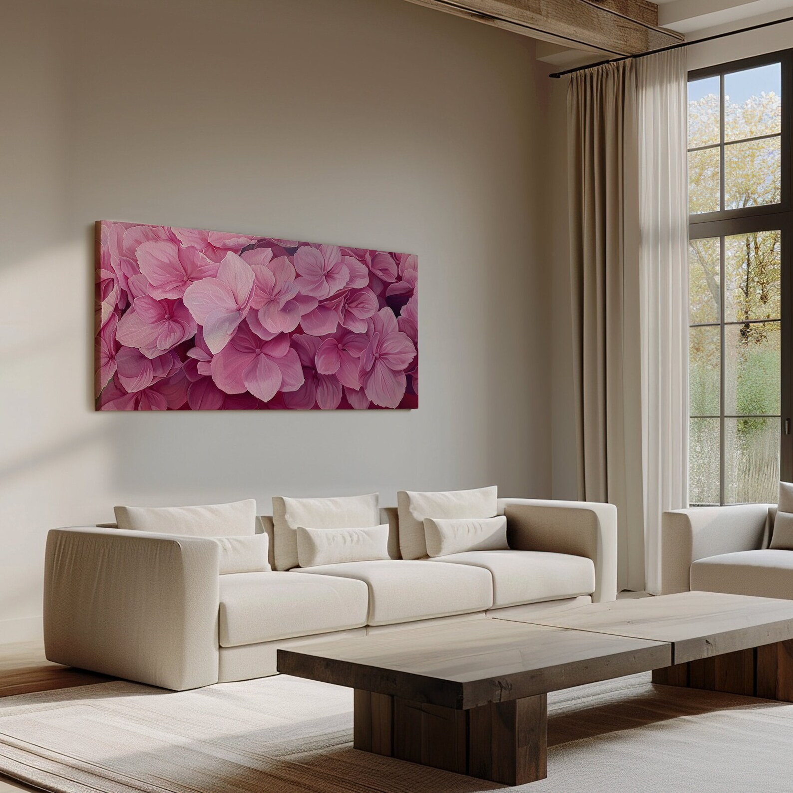 Pink Hydrangeas Canvas Print - Floral Wall Art - Hydrangea Flower ...