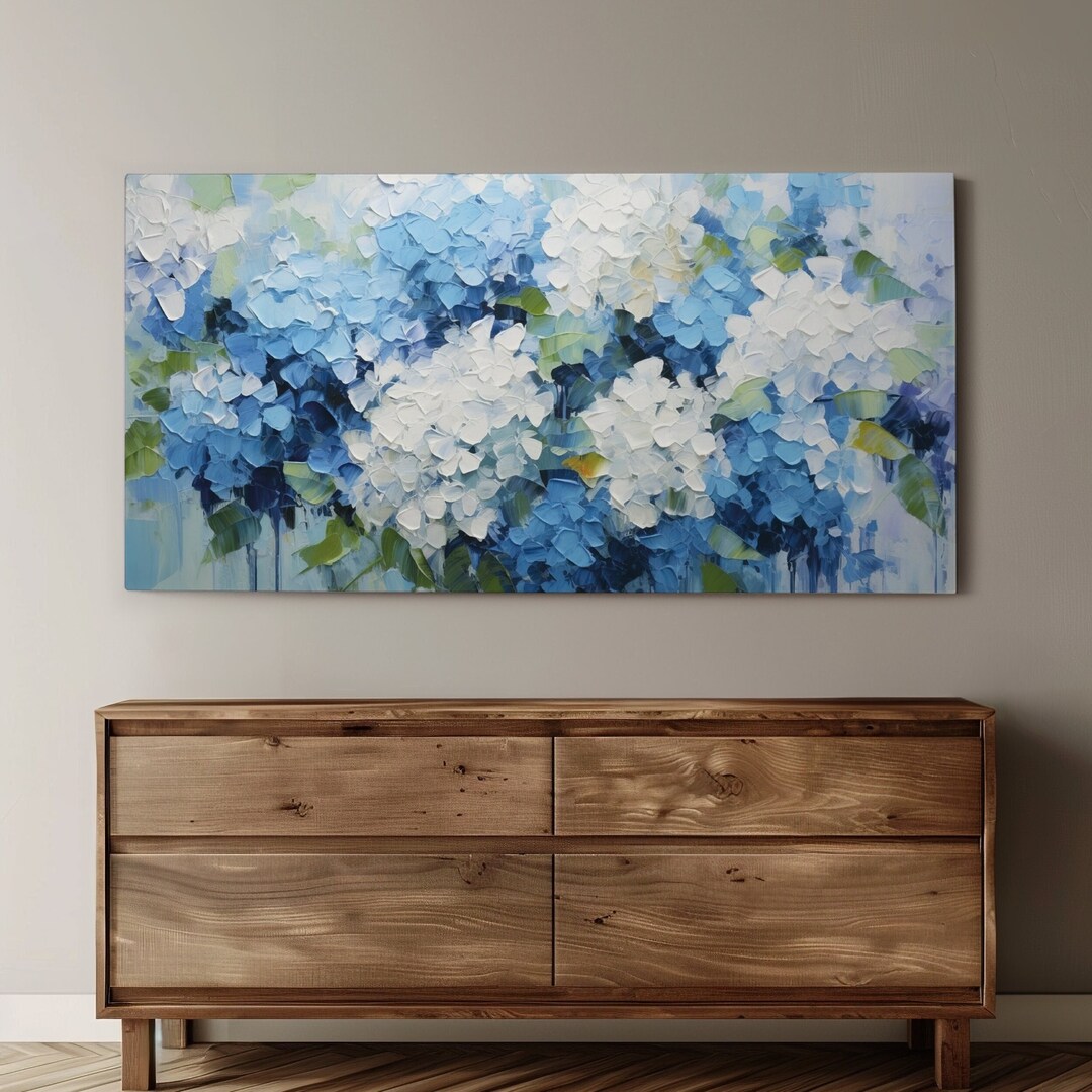 Blue and White Hydrangeas Canvas Print - Floral Wall Art - Hydrangea ...