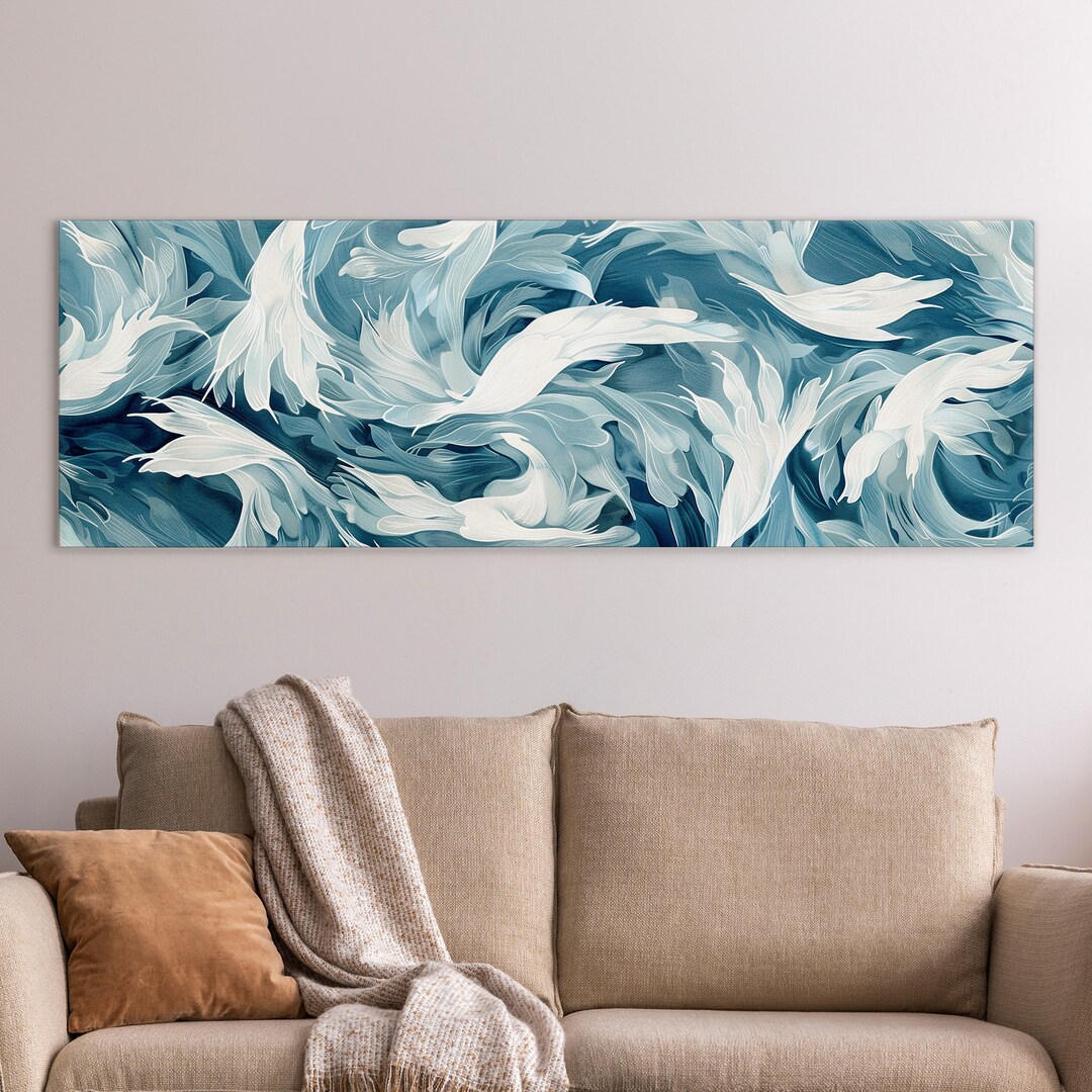 Blue Abstract Canvas Wall Art Print, Abstract Floral Fine Art Print ...