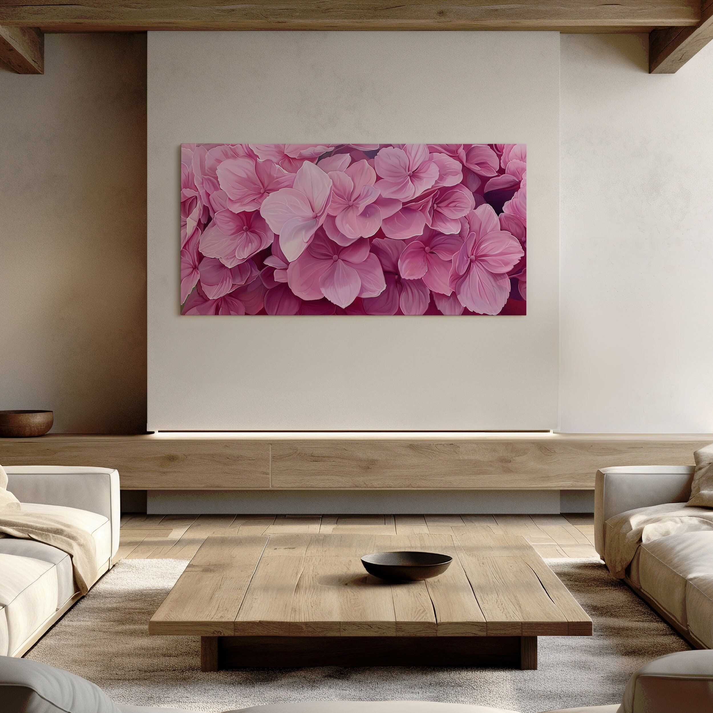 Pink Hydrangeas Canvas Print - Floral Wall Art - Hydrangea Flower ...