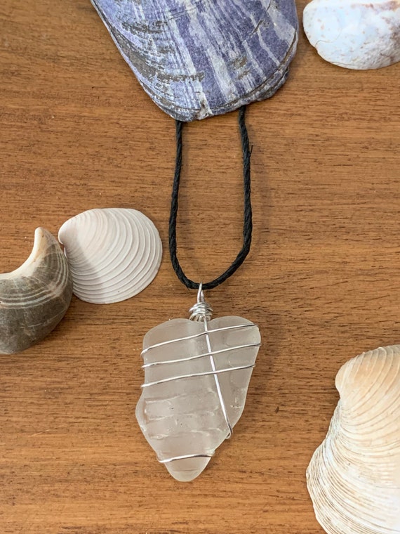 Wire Wrapped Sea Glass / Genuine Sea Glass Pendant / Beach | Etsy