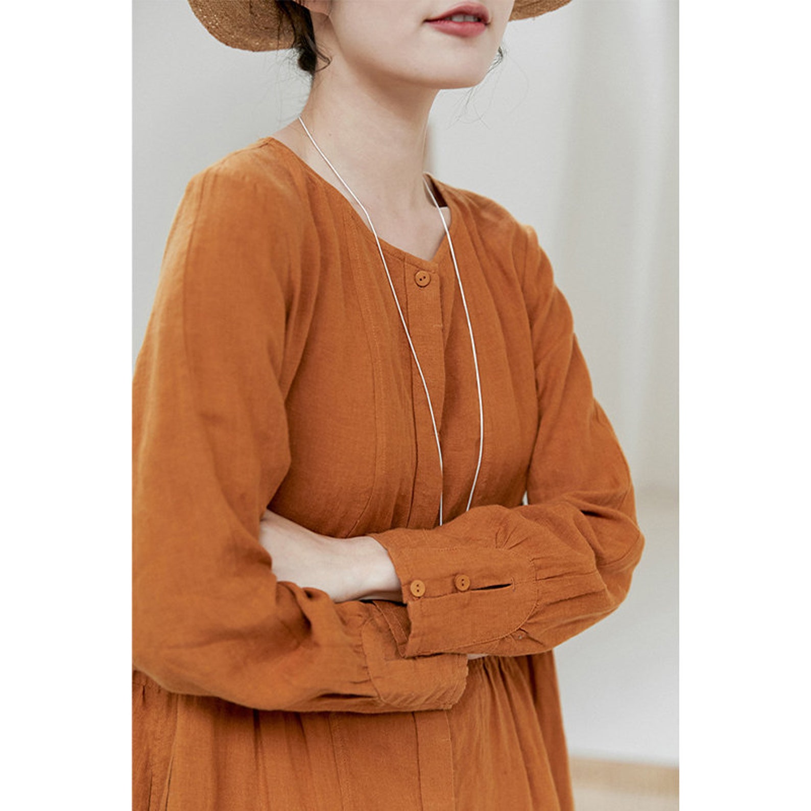 Pure Linen Women Dress Women Solid Color Linen Dress Womens Etsy