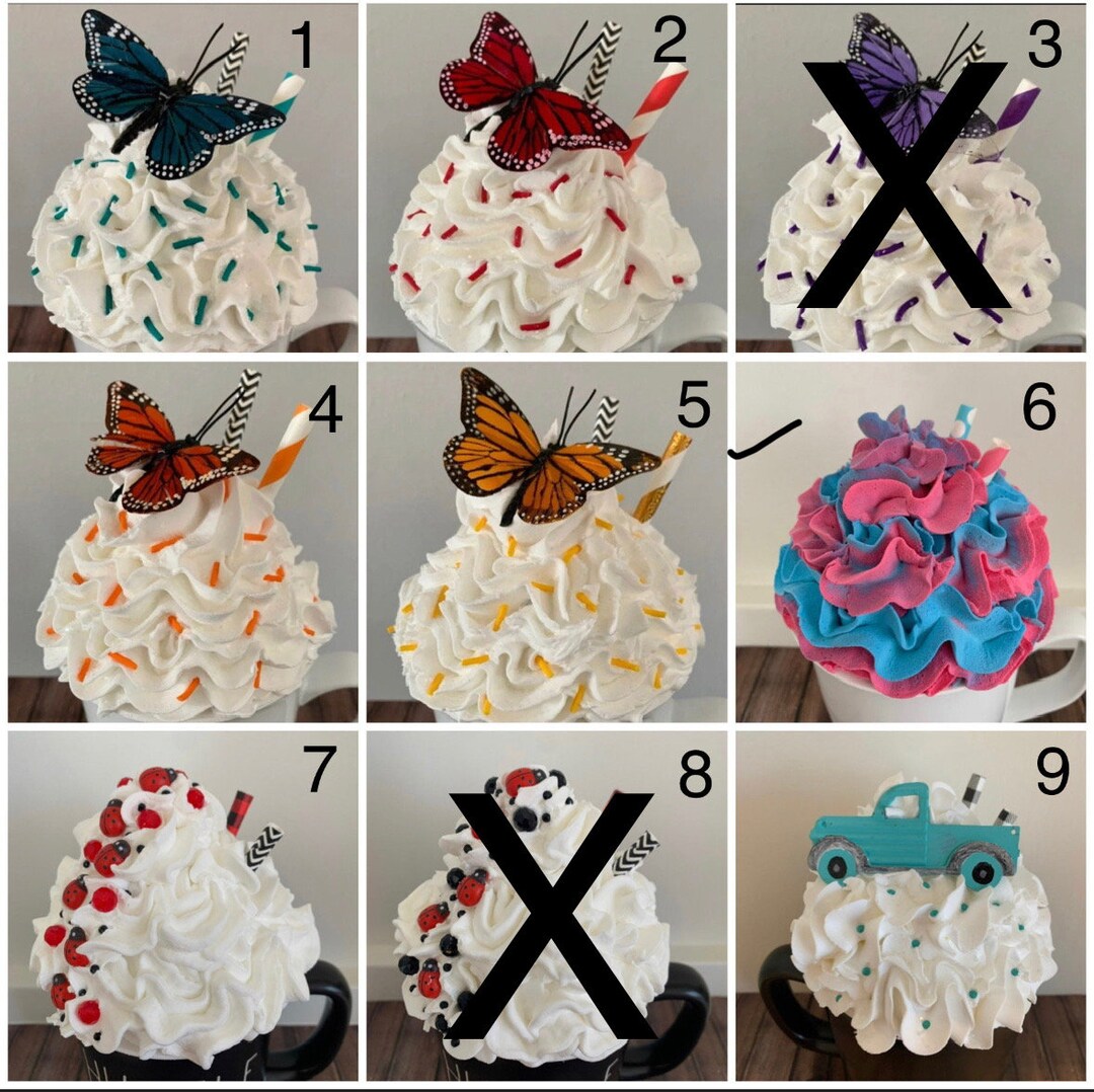Butterfly, Ladybug and Truck Faux Whipped Cream Mug Toppers - Etsy