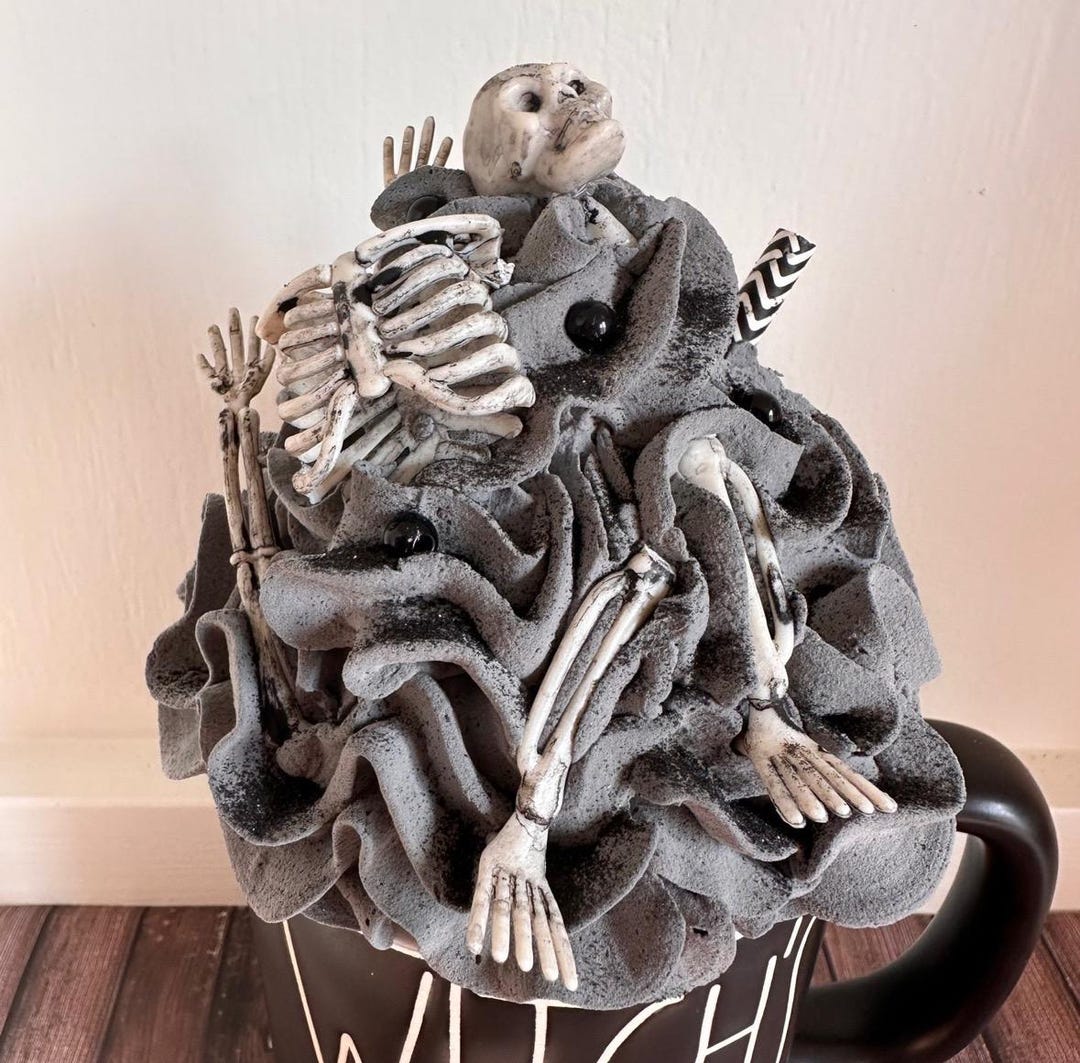 Graveyard Skeleton Faux Whipped Cream Mug Toppers - Etsy