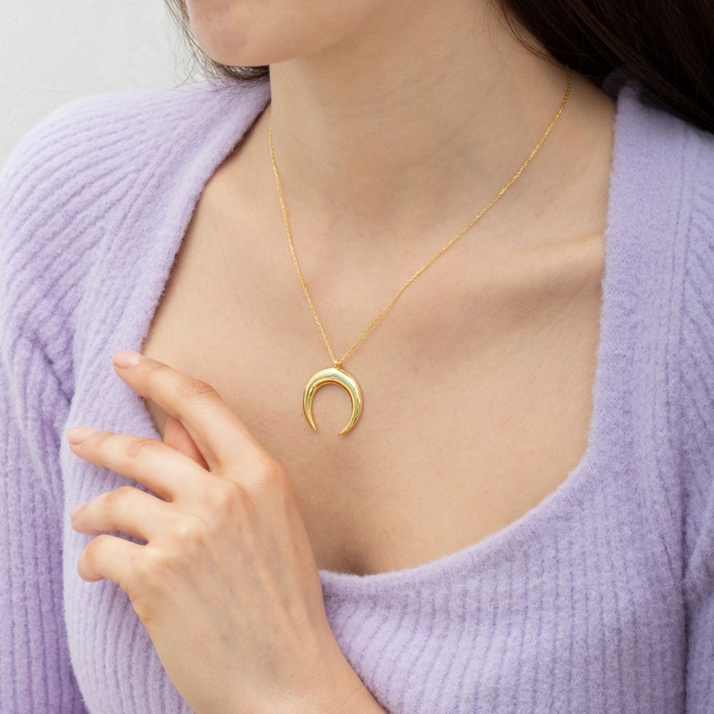 Upside Down Moon Crescent Moon Necklace Tusk Moon Necklace - Etsy