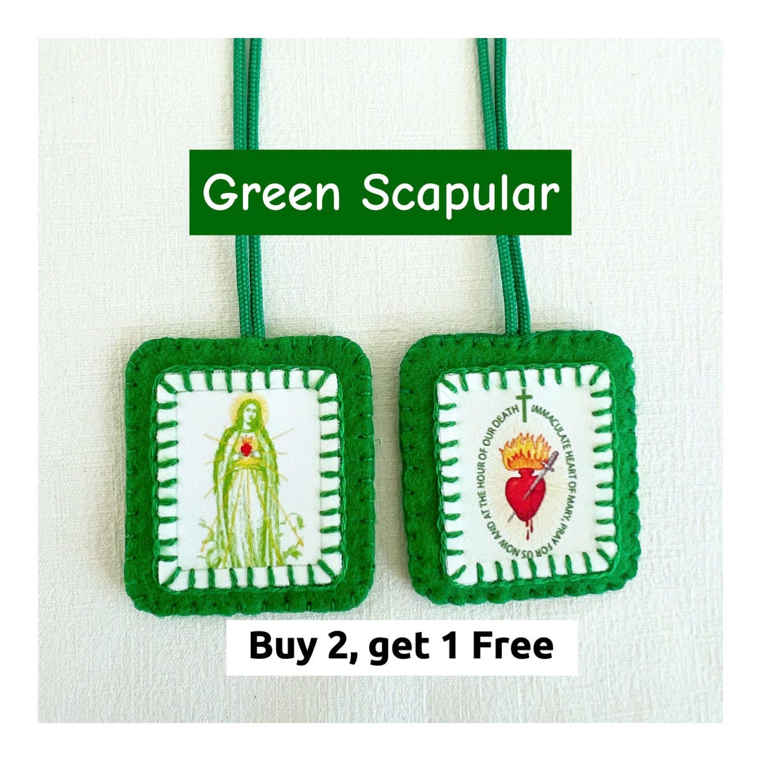 100% Hand-sewn Green Scapular, Immaculate Heart of Mary, Green ...