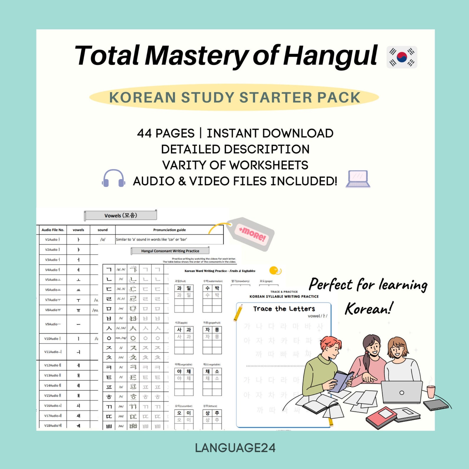 Total Mastery of Hangul - Complete Package/ Learning Korean Letters/ Starter Pack/ Self-study ...
