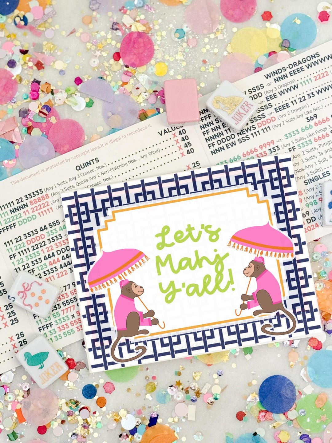 Mahjong Card (NMJL) Cover Sticker - Chinoiserie Collection (customize ...