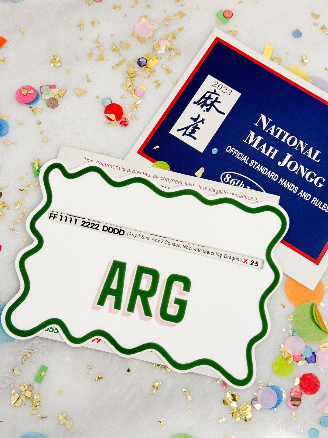 Mahjong Line Reader Accessory (great Gift!) Wavy Edge With a Monogram ...