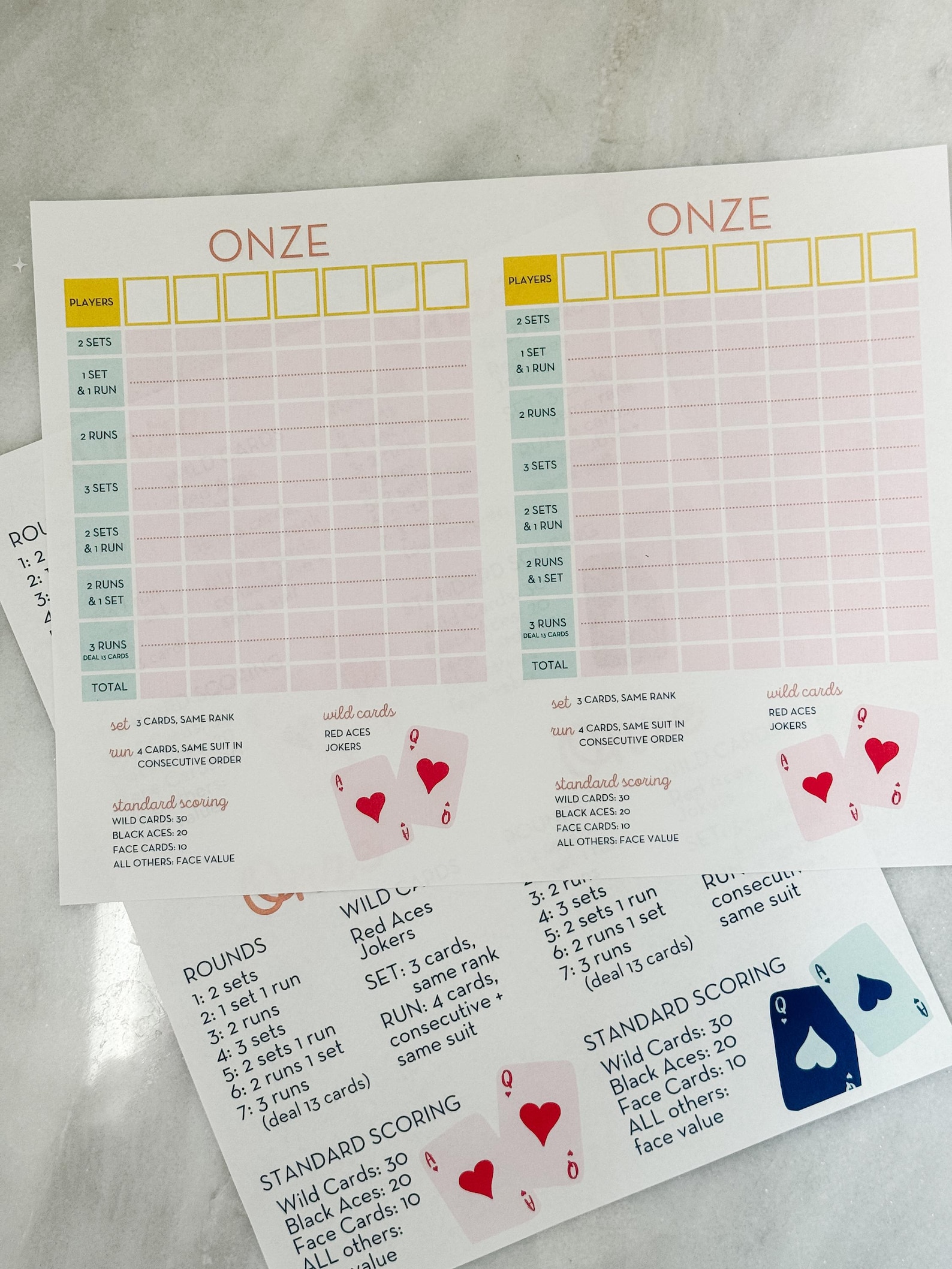 Printable Onze Scorepad – Digital Download PDF | Card Game Score Sheet ...